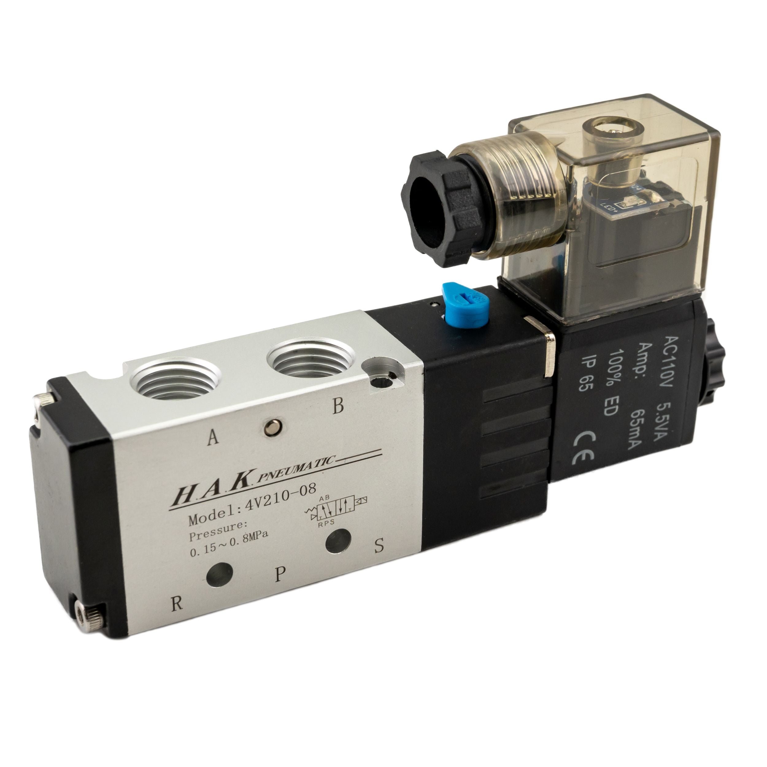 HAK Pneumatic (4 Way / 5 Port / 2 Position) Directional Single Coil So ...