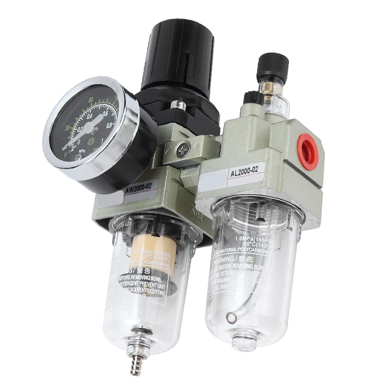 HAK Pneumatic 2 PC Filter Regulator Lubricator Combination FRL Unit 1 ...