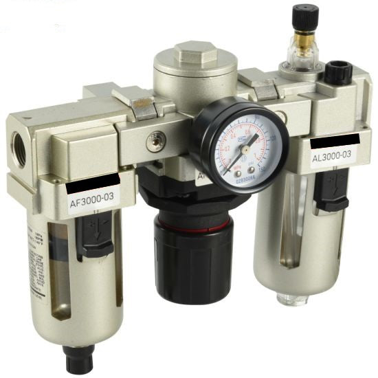 HAK Pneumatic 3 PC Filter Regulator Lubricator Combination FRL Unit 3/ – HAK Fluid Power ...